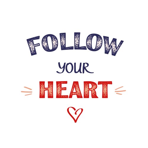 Follow - calligraphy word with hand drawn heart Vector Image