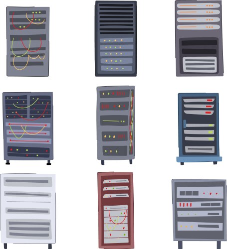 Internet server rack cartoon Royalty Free Vector Image