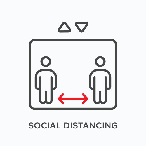 Social distancing at work poster with flat line Vector Image