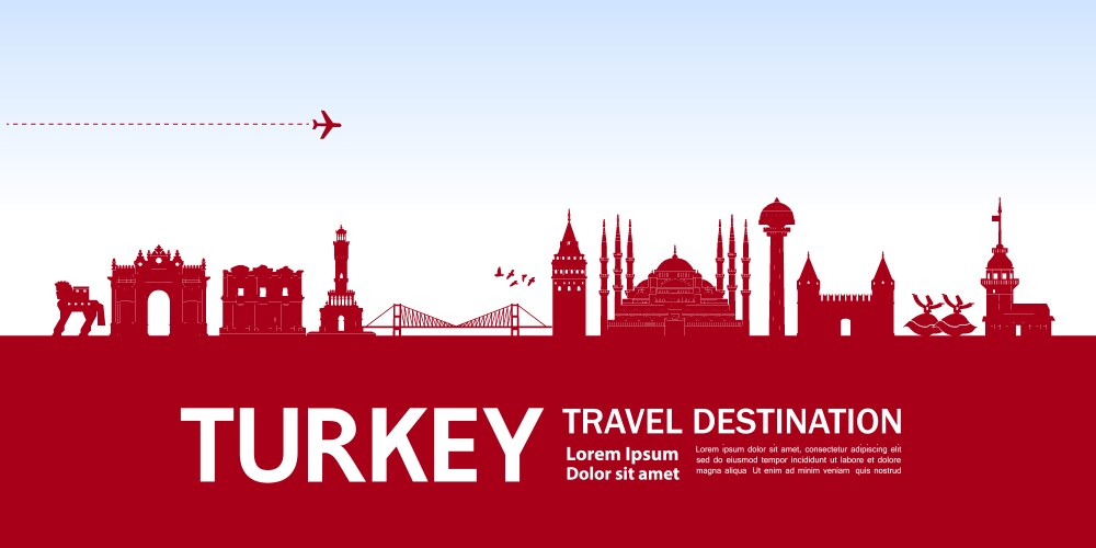 Welcome to turkey travel poster with a moon star Vector Image