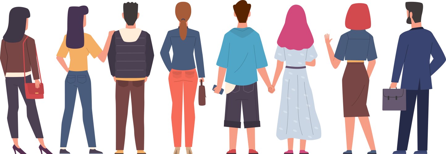 Crowd back view cartoon persons people group Vector Image