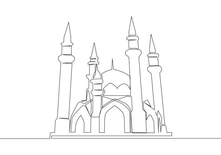 One single line drawing dome rock al aqsa Vector Image