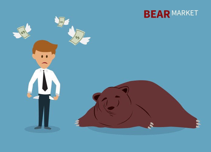 Bearish bear in stock trading graphics Royalty Free Vector