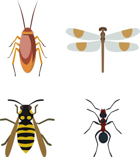 Insects icons flat set Royalty Free Vector Image