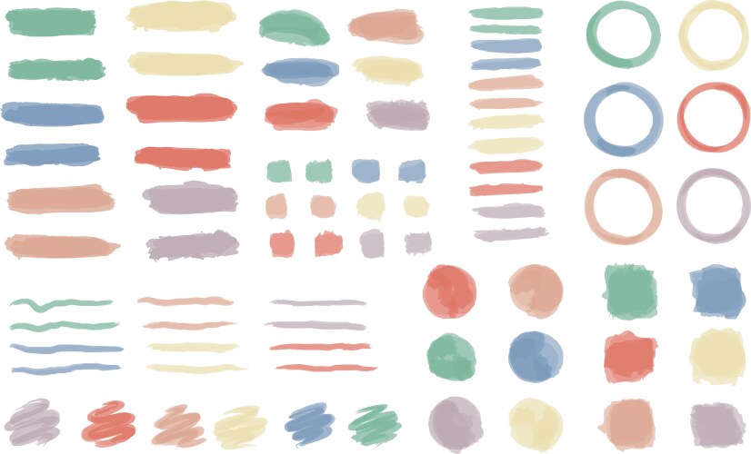 Pastel color paint brush strokes Royalty Free Vector Image