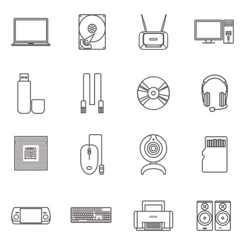 Computer and accessories Royalty Free Vector Image