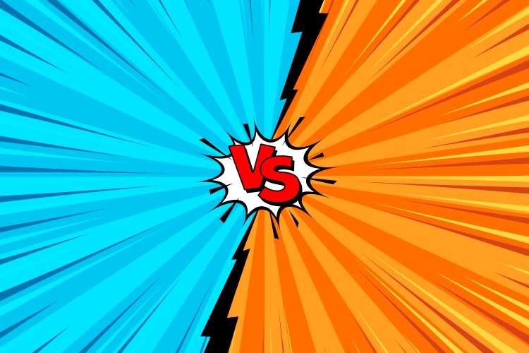 Comic versus competitive concept Royalty Free Vector Image