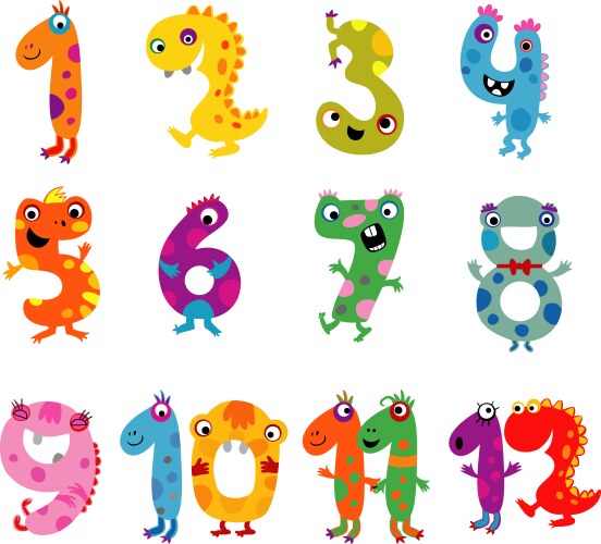 Cartoon numbers Royalty Free Vector Image - VectorStock