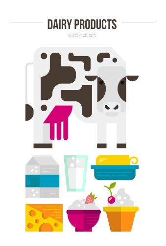 Dairy icons set - flat style Royalty Free Vector Image