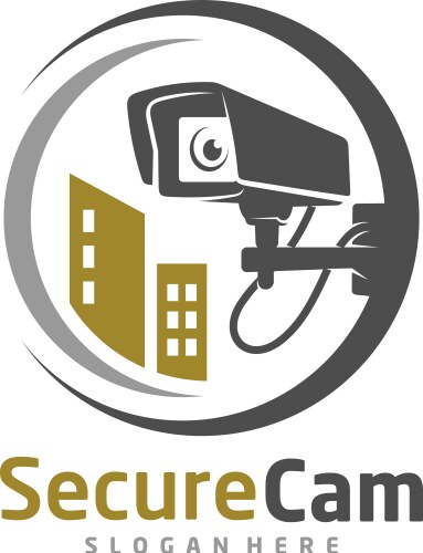 Cctv camera with city logo design template Vector Image