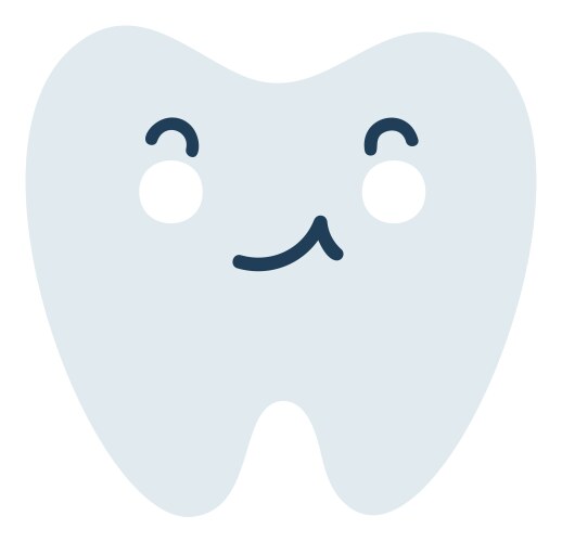 Gray happy tooth emoji icon cute character Vector Image