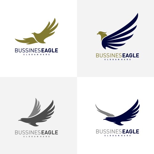Set logos american eagle in flight Royalty Free Vector Image