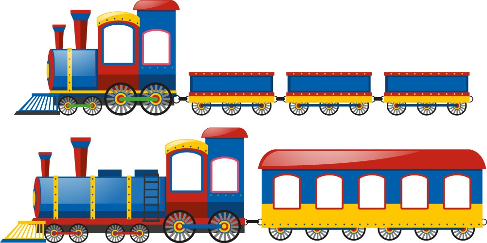 Train and two wagon carts Royalty Free Vector Image