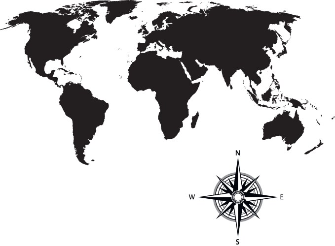 World map with compass Vector Images & Graphics for Commercial Use ...