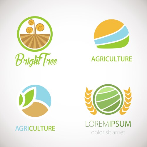 Agriculture logo design with business card and t Vector Image