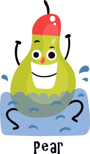 Pear cartoon with many expressions Royalty Free Vector Image