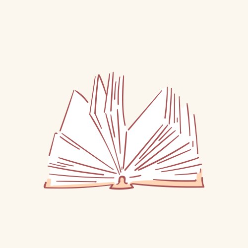 Open book on white background line drawing style Vector Image