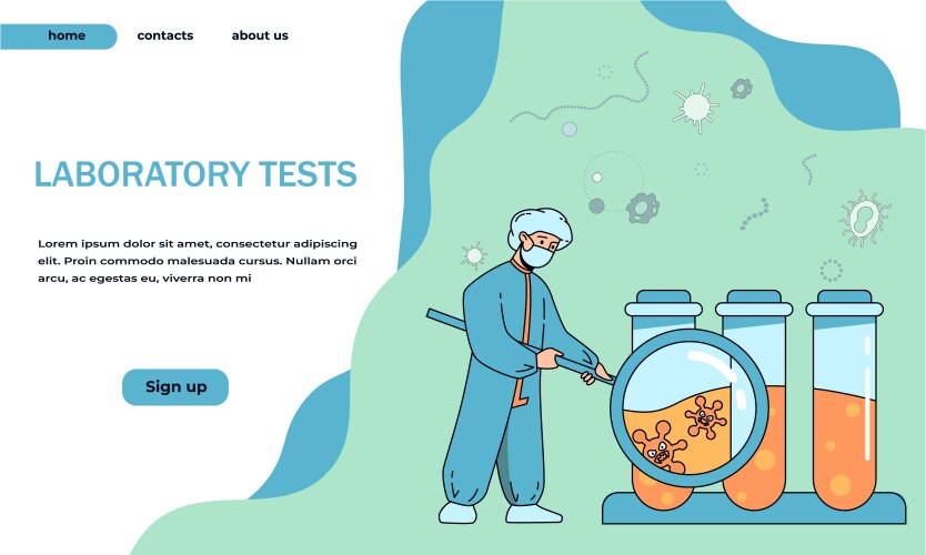 Science website landing page design Royalty Free Vector