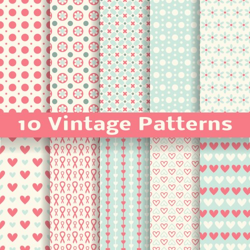 Retro different seamless patterns with swatch Vector Image Retro different seamless patterns with swatch Vector Image