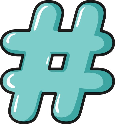 Donut cartoon hash sign Royalty Free Vector Image