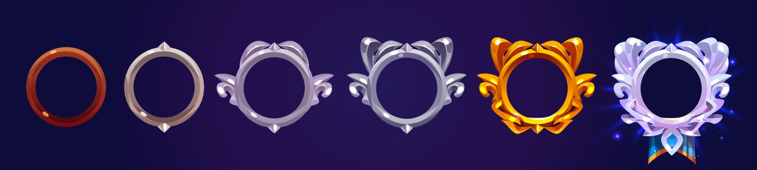 Frame game rank gold silver platinum bronze Vector Image