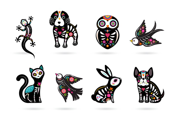 Day dead dia de los moertos cute cat head Vector Image