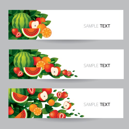 Fruit shop banners of fresh natural fruits Vector Image