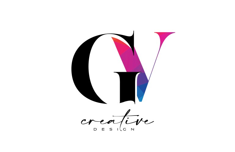 Vs letter design with creative cut and colorful Vector Image