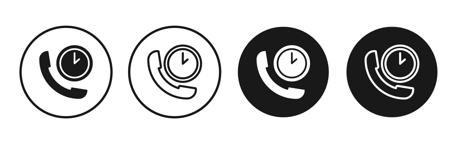 Call duration icon set in black and blue colors Vector Image