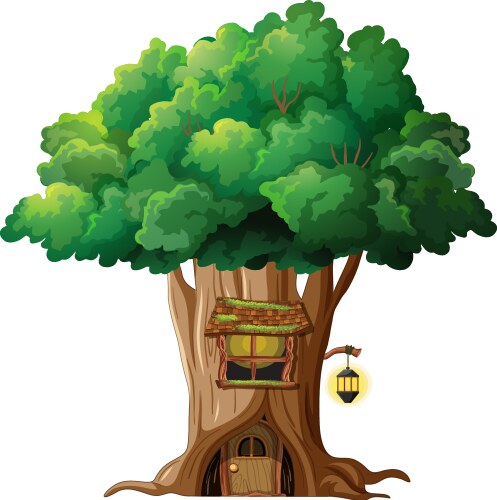 Isolated tree house on white background Royalty Free Vector