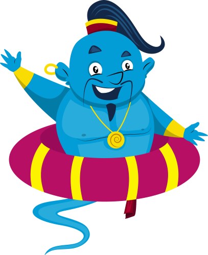 Friendly genie cartoon Royalty Free Vector Image