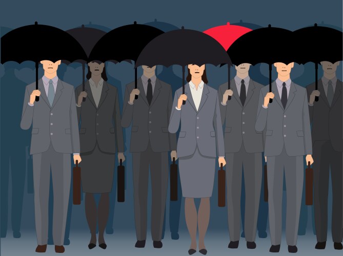 Cartoon businessman stand out from crowd spotlight