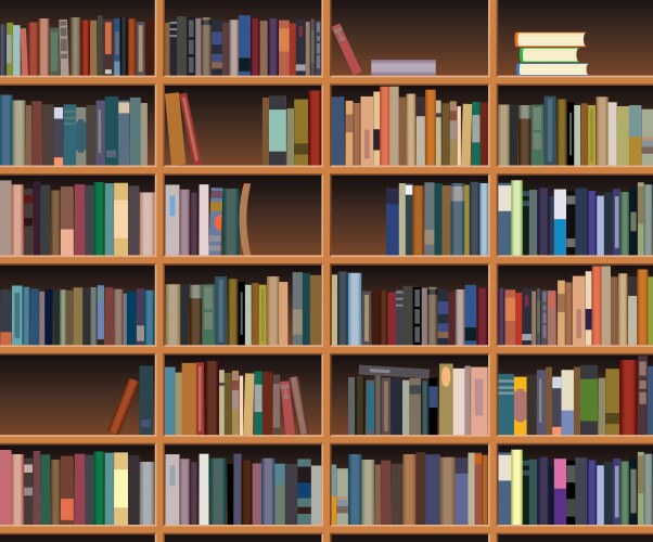 Cartoon library bookshelf Royalty Free Vector Image