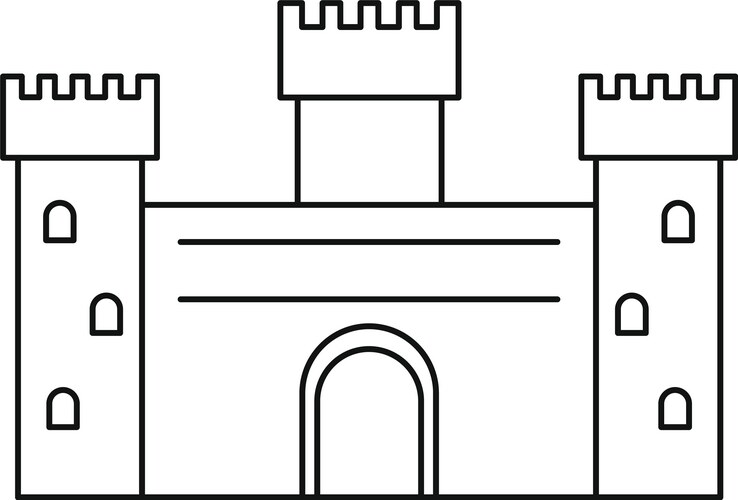 Ancient fort with towers icon outline style Vector Image