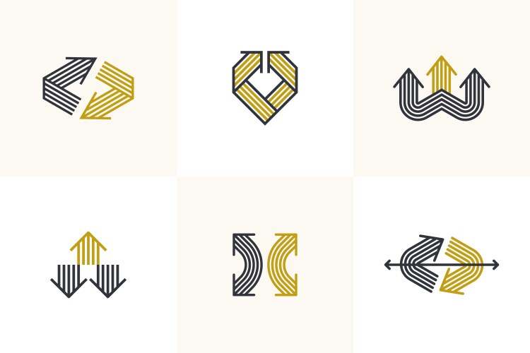 Concept arrows logos set isolated double Vector Image