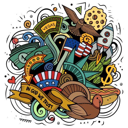 Usa cartoon doodle Royalty Free Vector Image - VectorStock