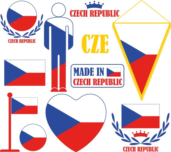 Czech republic culture symbol set Royalty Free Vector Image