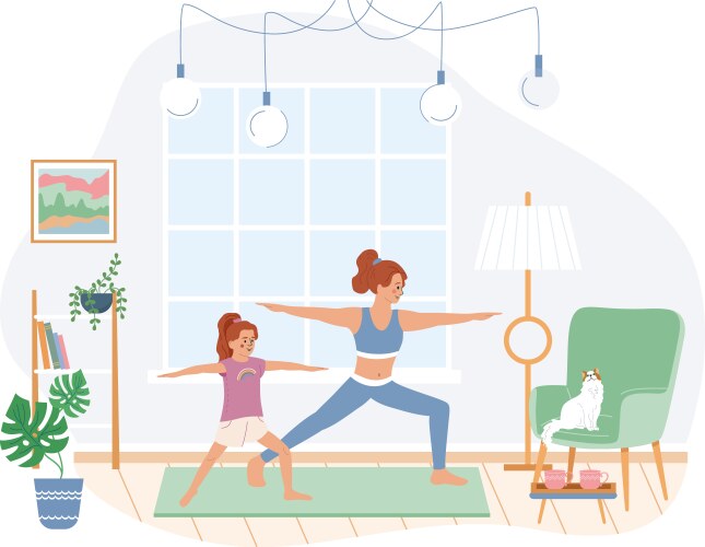 Family morning routine set Royalty Free Vector Image