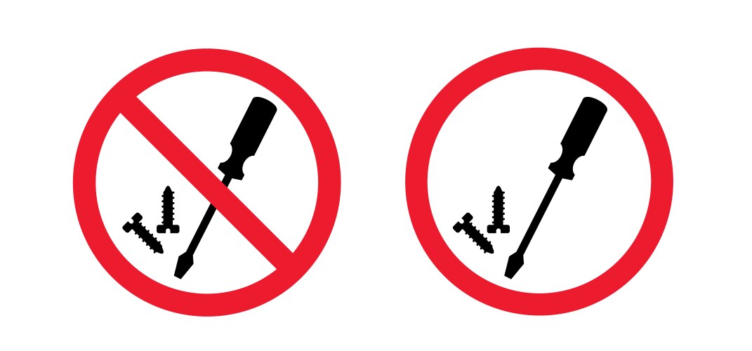 No work knives do not disassemble prohibition Vector Image