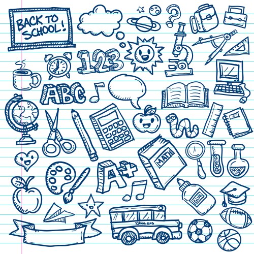 Back to school education doodles pencil Royalty Free Vector