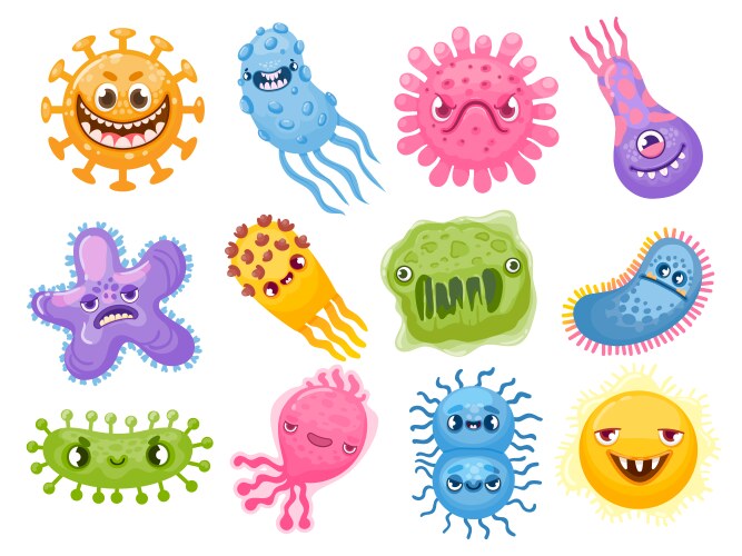 Cartoon germs Royalty Free Vector Image - VectorStock