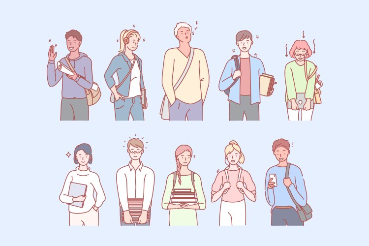 Student growing college students growth stages Vector Image