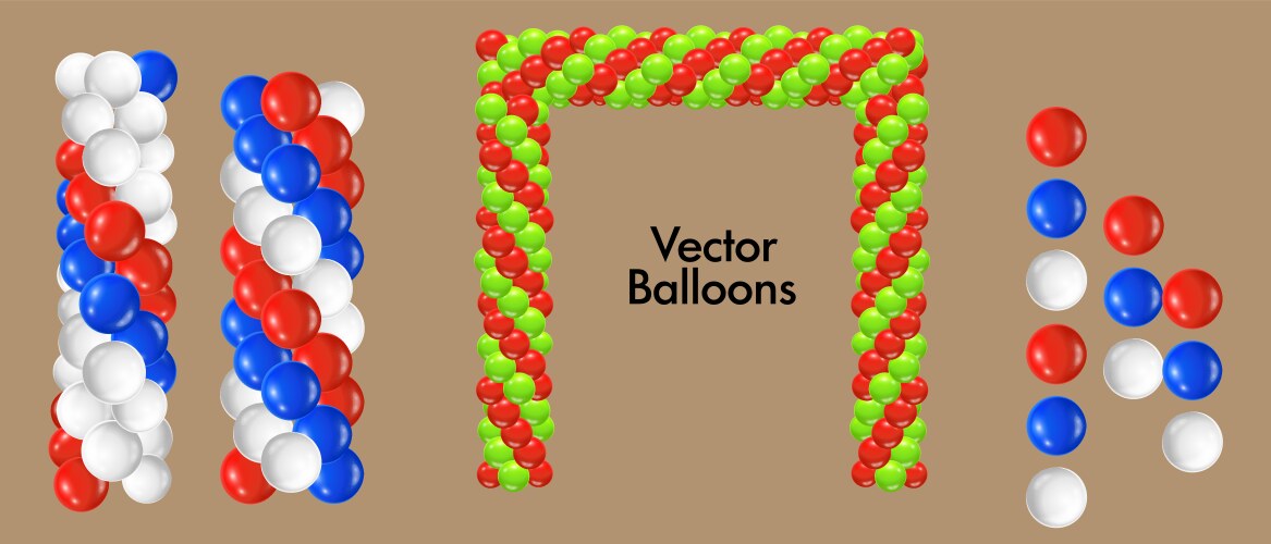 Festive colorful balloons set helium balls Vector Image