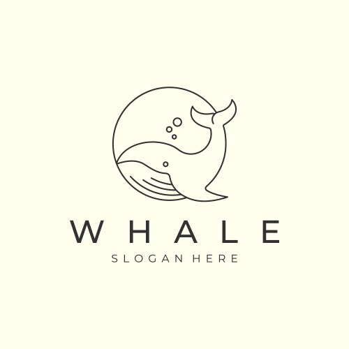 Minimalist whale tale logo designs Royalty Free Vector Image