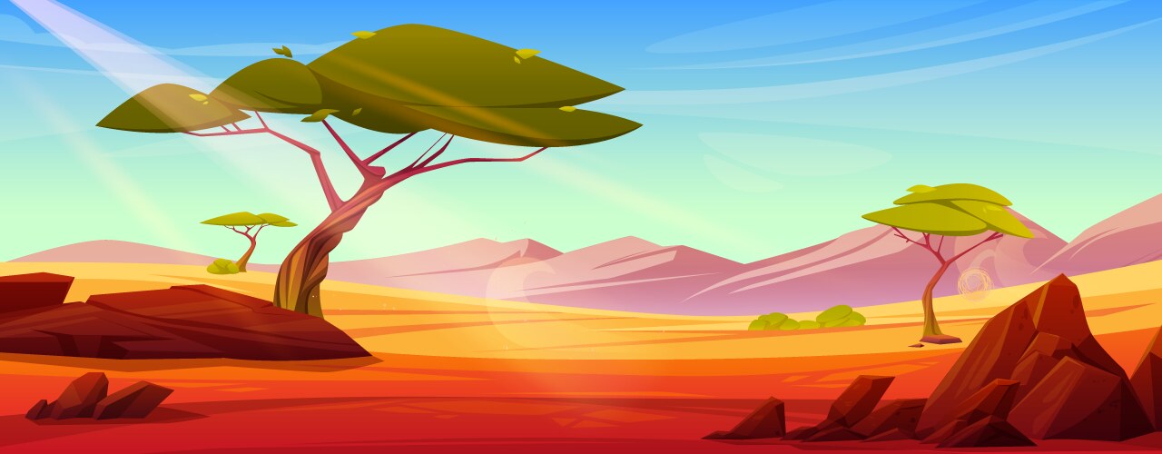 African landscape with wild animals Royalty Free Vector