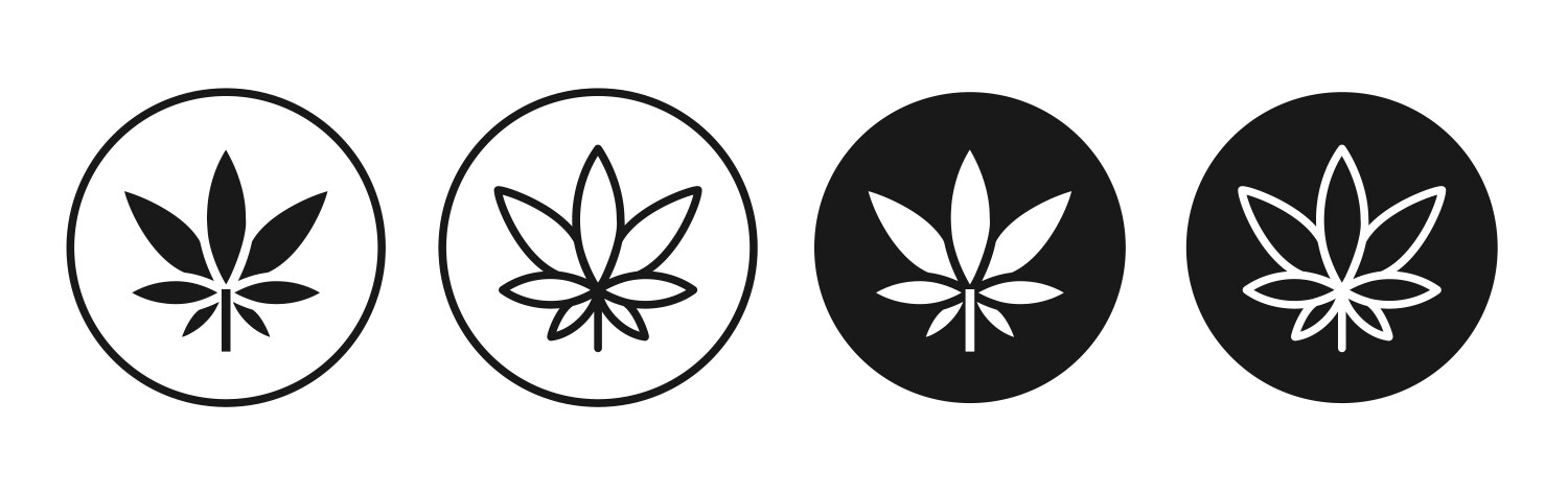 Cannabis line icon set Royalty Free Vector Image