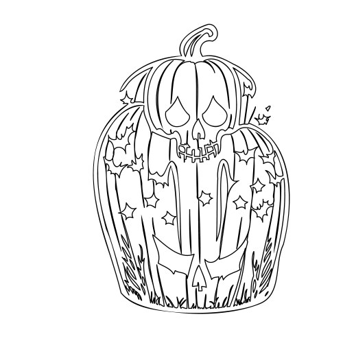 Grave halloween scary outline sketch Royalty Free Vector