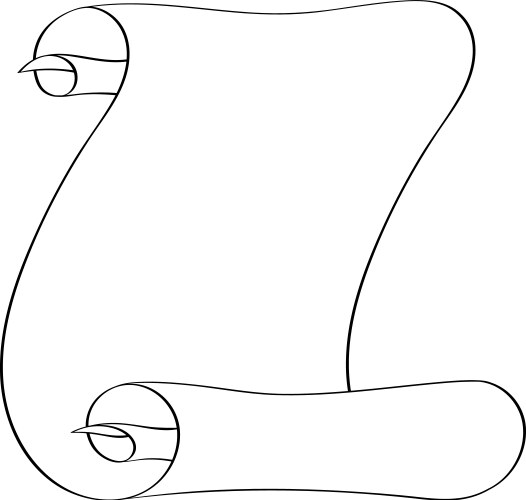 Horizontal paper scroll outline drawing Royalty Free Vector