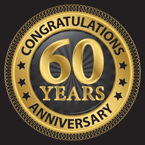 60 years happy birthday congratulations gold label