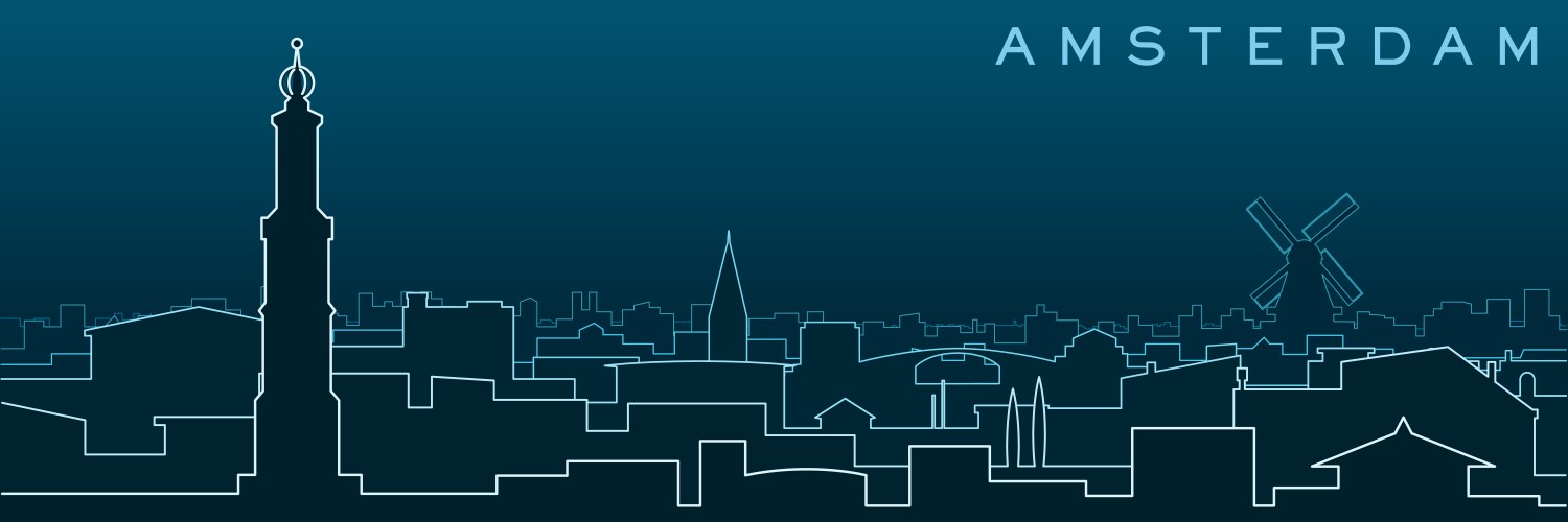 Amsterdam simple dark lines skyline on white Vector Image